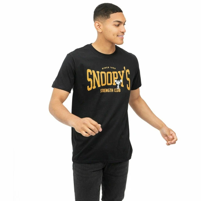OFFICIAL PEANUTS MENS Snoopys Strength Club T-Shirt Black S - XXL £10. ...