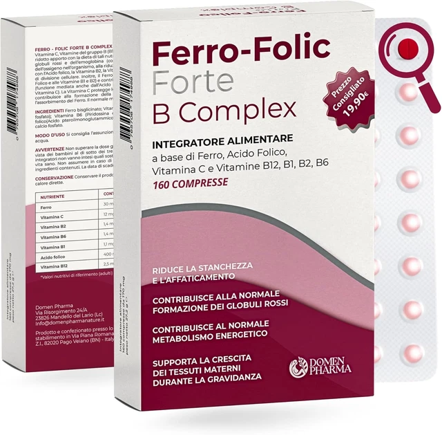 FERRO FOLIC INTEGRATORE Ferro 160 Compresse Ad Alto Dosaggio, Ferro ...