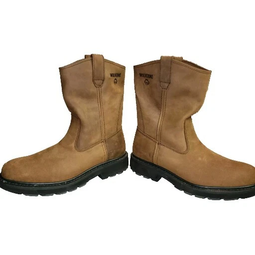 WOLVERINE MEN'S W04727 Wellington Brown Leather Work Boots Size 10 M ...
