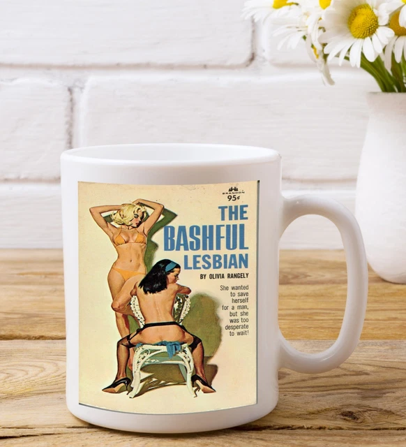THE BASHFUL LESBIANS Nurse Coffee Tea Mug Pulp Book Cover Gift Birthday ...