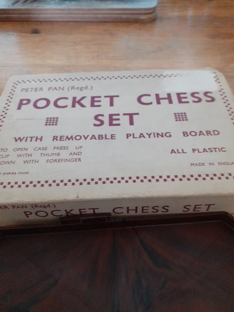 VINTAGE ~ PETER PAN SERIES REGD. ENGLAND ~ Pocket Chess Set 1960'S EX ...
