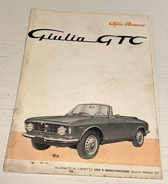 TRES RARE : Notice Technique ALFA ROMEO Giulia GTC Cabriolet 1965 - Bel ...