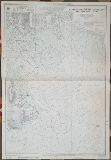 VINTAGE ADMIRALTY SEA Chart The Solent Nab Tower To Spithead No.L(D5 ...