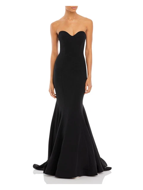 AQUA FORMAL WOMENS Black Deep Scoop Back Lined Sleeveless Mermaid Dress ...
