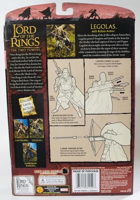 LEGOLAS ELF ROHAN Armor Lord of the Rings Two Towers Toy Biz Action ...