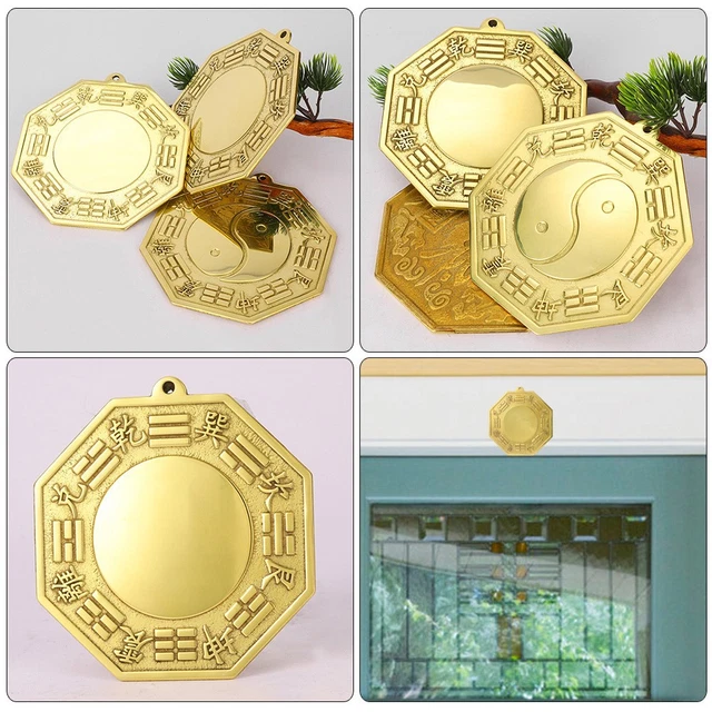 TRADITIONAL CHINESE COPPER Eight Diagrams Mirror 2 Pcs Desktop Ornament ...