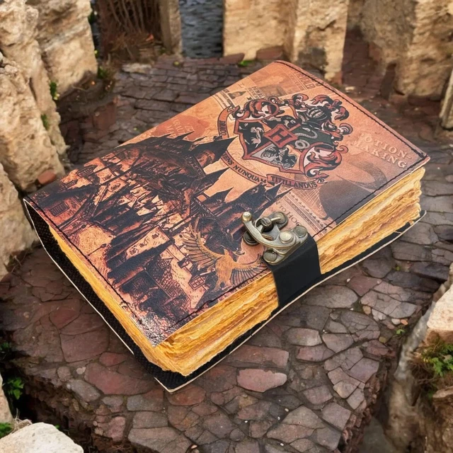 HARRY POTTER INSPIRED Leather Journal Blank Spell Book Wizard Magic ...