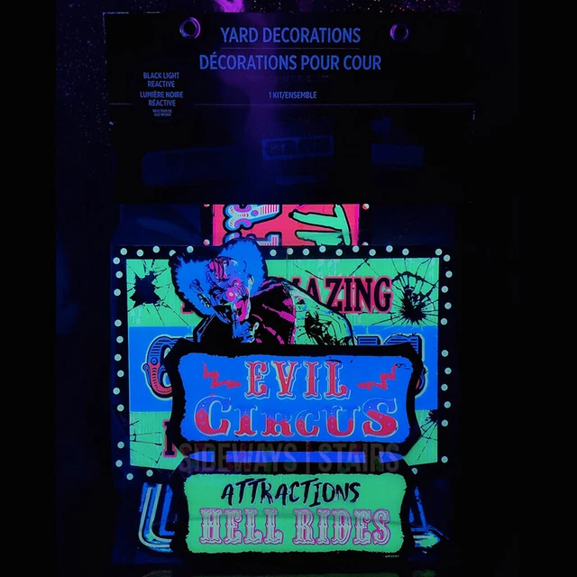 EVIL CIRCUS HALLOWEEN YARD DECORATIONS black light creepy clown ...