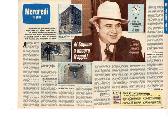 COUPURE DE PRESSE Clipping 1986 Al Capone a encore frappé (2 pages) EUR ...