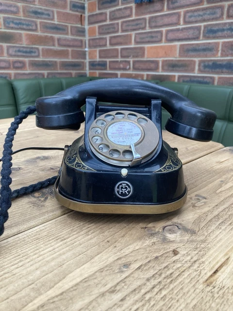 VINTAGE BLACK BELGIAN FTR Bell Metal & Bakelite Telephone Model RTT 56 ...