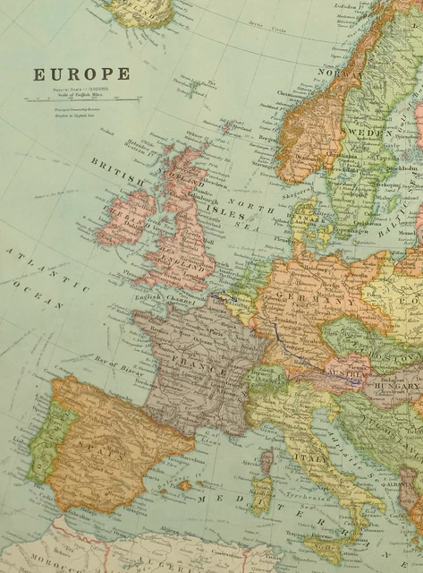 1922 MAP EUROPE British Isles Spain Italy Sweden Greece Germany Ukraine ...