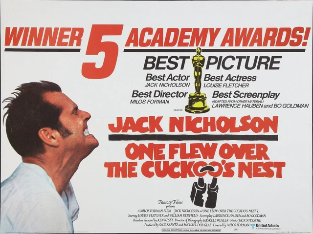 ONE FLEW OVER THE CUCKOO'S NEST 1975 UK Quad poster print 30x40" Jack ...