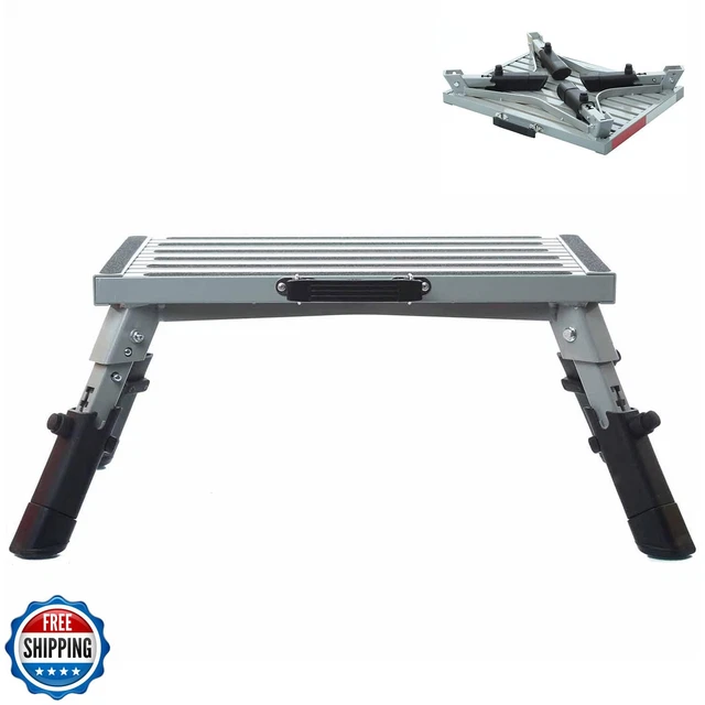HOMEON WHEELS RV Step Stool, Adjustable Height Aluminum Folding ...