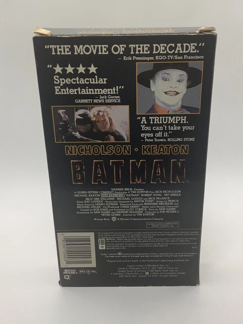 BATMAN MICHAEL KEATON Tim Burton Kim Basinger Jack Nicholson DC VHS ...