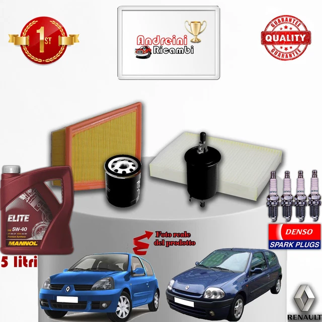 KIT INSPECCIÓN FILTROS Aceite Bujías Xrenault Clio 1.4 16V 72KW 98CV De ...