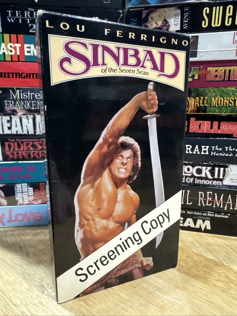 SINBAD OF THE SEVEN SEAS LOU FERRIGNO VHS RARE Screening Copy 1989 £65. ...