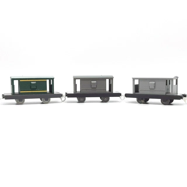 SET OF 3 pcs Gray White & Green Break Van Car Thomas Train Trackmaster ...