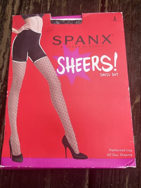SPANX SARA BLAKELY Sheers Shaper Pantyhose Swiss Dot Sz A Black Style ...