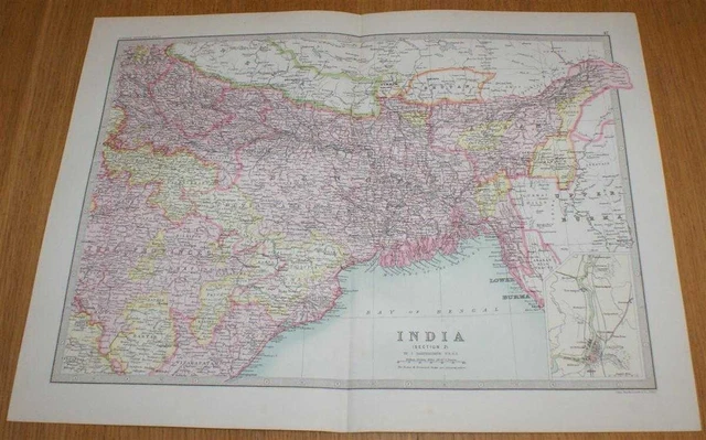 MAP: 1890 INDIA, Bangladesh, Bhutan and Nepal from Library Reference ...