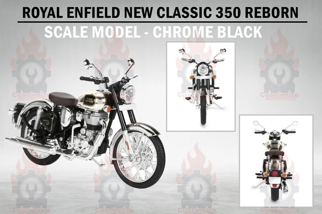 ROYAL ENFIELD NEW Classic 350 "3D SCALE MODEL CHROME BLACK" £61.09 ...
