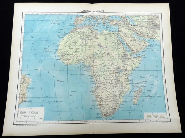 ANTIQUE MAP OF Africa Physical Geography Madagascar Cape Town Old ...