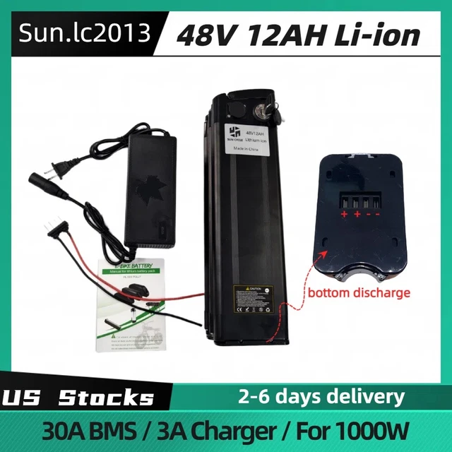48V12AH EBIKE BATTERY Pack Lithium Li-ion BMS Electric Bicycle 3A ...