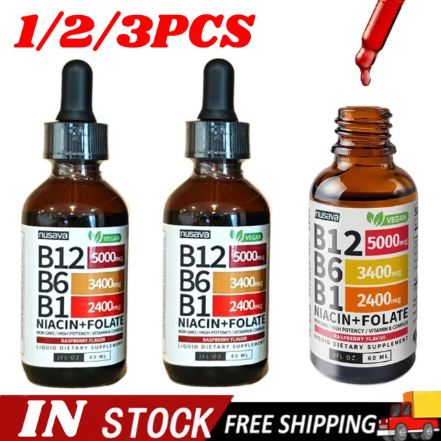 1-3X VITAMIN B12 and B6 Liquid Drops, B12 Sublingual BComplex - B12 ...