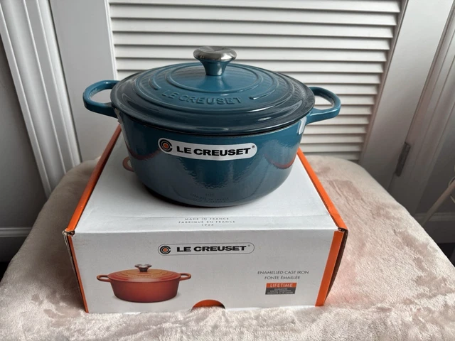 LE CREUSET SIGNATURE 5.5 qt Round Dutch Oven - Deep Teal -NEW- Free ...