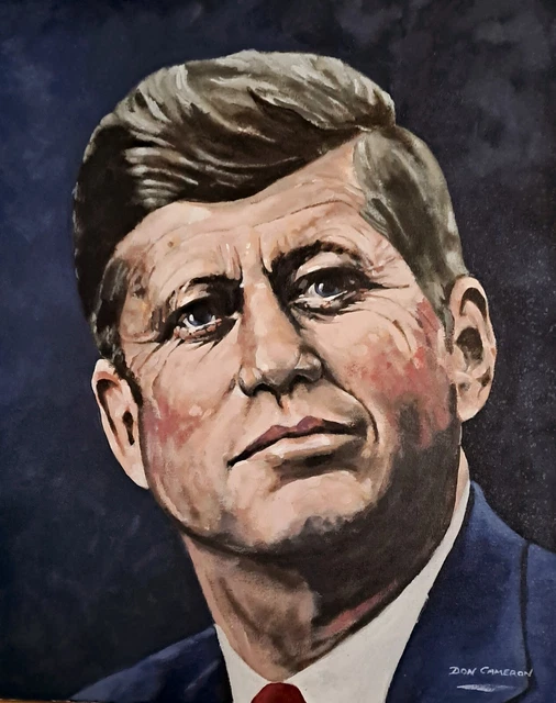 NEW DON CAMERON ORIGINAL John F Kennedy President USA STATES oil canvas ...