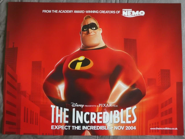 THE INCREDIBLES 2004 RARE ROLLED DISNEY PIXAR orig. UK teaser quad ...