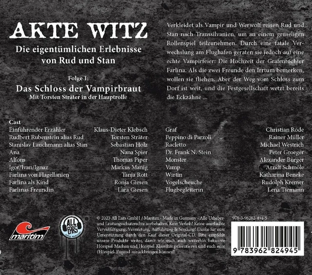 TORSTEN STR&TER AKTE Witz 01: das Schloss der Vampirbraut (CD) EUR 22 ...