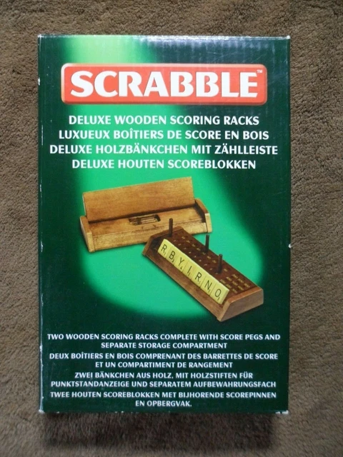 PAIR OF SCRABBLE Deluxe Wooden Scoring Racks Scrabble Tile Holder Boxed ...