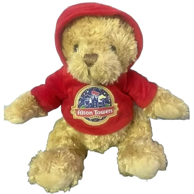 ALTON TOWERS THEME Park Teddy Bear Soft Toy Plush Red Hoody 12" £7.50 ...