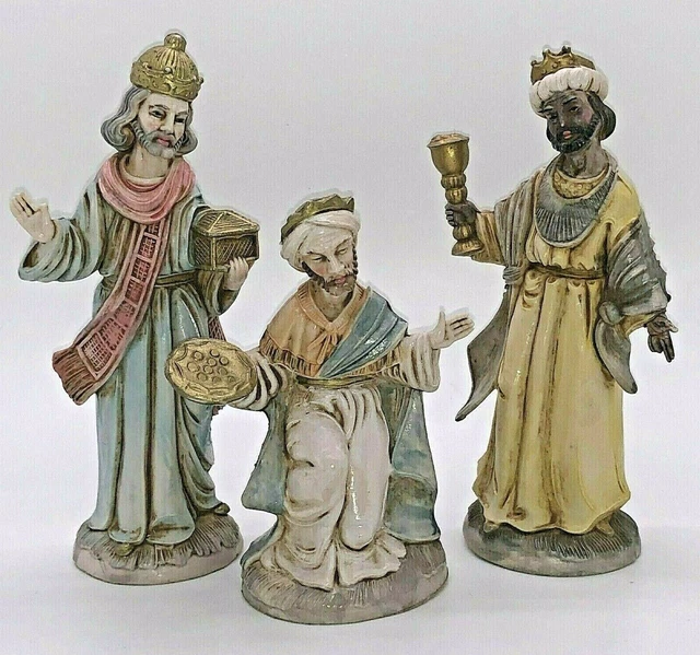 3 KINGS BALTHAZAR-MELCHIOR-GASPAR Nativity Wise Men Italy Creche 6 ...
