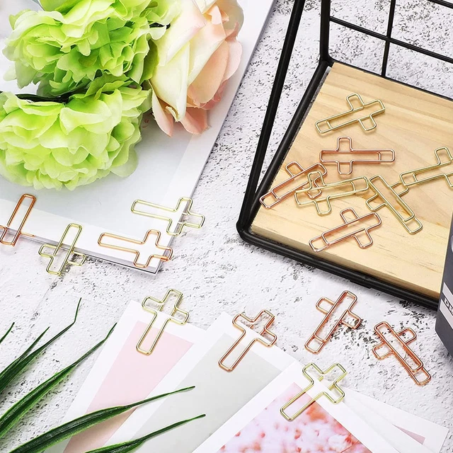 40 PCS PAPER Clip Metal Clips Decorative Cross Paperclips for Bible $18 ...