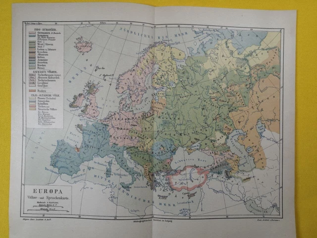 1928 EUROPE CONTINENT Political Map Vintage Antique Color ORIG 11.5 x 9 ...