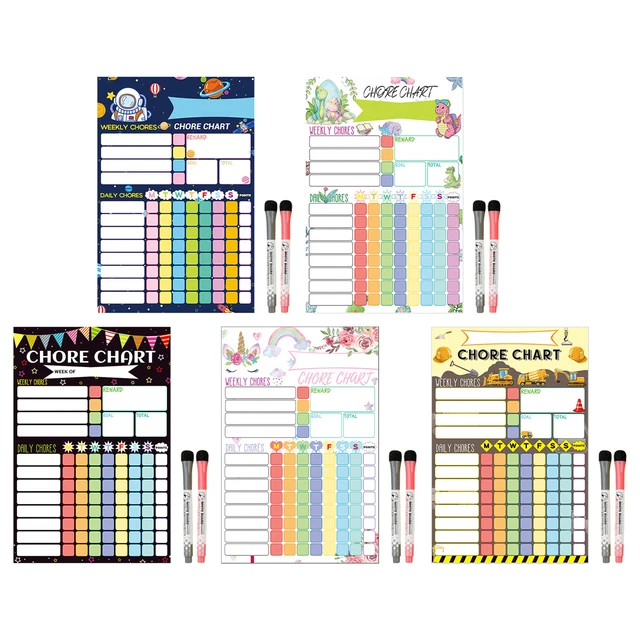 DRY ERASE CHORE Chart Behavior Chart for Kids At Home Magnetic Dry ...