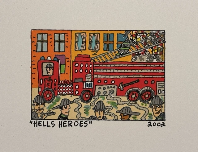 JAMES RIZZI: ORIGINAL Siebdruck „HELL’S HEROES“, Mini 2002, gerahmt ...