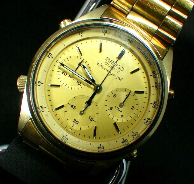 [RARE] VINTAGE SEIKO Quartz Chronograph Watch [Gold Color] 7A28-7029 #133d EUR 324,02 - PicClick DE