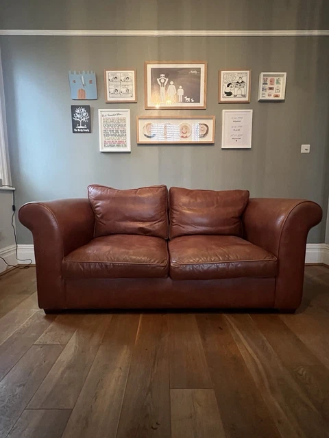 LAURA ASHLEY BURGESS Leather Two Seater Sofa 480.00 PicClick UK