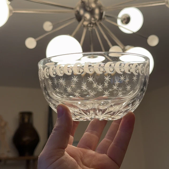 STUART CRYSTAL GLASS Startime Pattern Christmas Pair W13.5cm Bowls ...