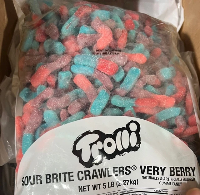 TROLLI SOUR BRITE Crawlers, Very Berry, Gummy Worms Sour Candy, 5 Pound ...