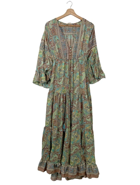 FLEX MODA ROBE à volants Dames T EU 44 bronze-vert-turquoise style ...