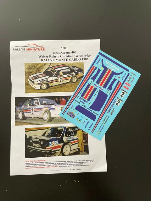 DECALS 1/43 OPEL Ascona Rohrl Rallye Monte Carlo 1982 Wrc Rally ...