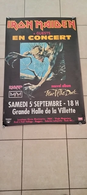 IRON MAIDEN-AFFICHE VINTAGE&FEAR Of The Dark Tour" Paris 1992 EUR 110 ...