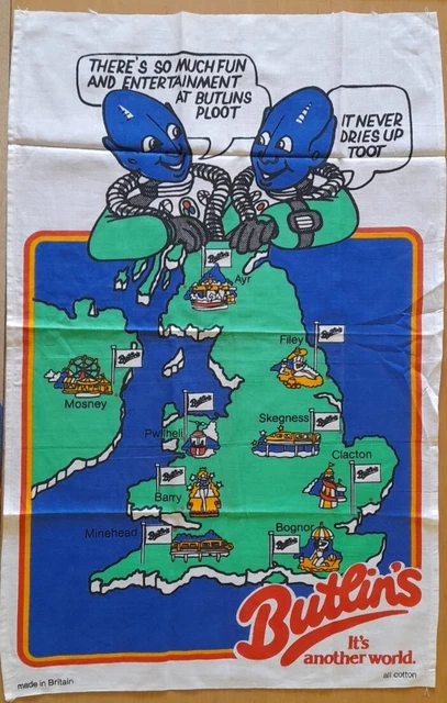 VINTAGE BUTLINS TEA Towel 1970s Toot And Ploot Aliens. NEW. £19.50 ...