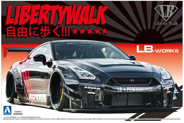 NISSAN GT-R R35 type 2 Ver. 2 LB Works ADVAN Tires 1:24 Model Kit ...