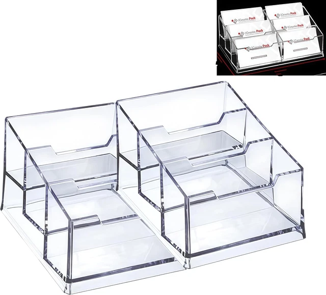 VERTICAL BUSINESS ACRYLIC Card Holder for Desk, Clear Desktop Business ...
