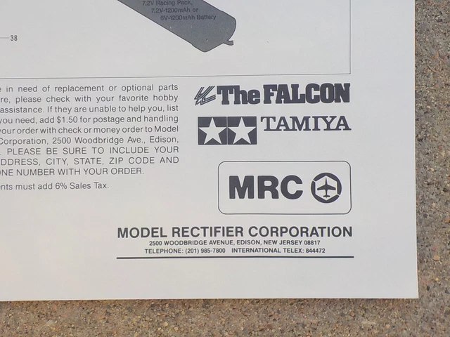 RARE 1986 TAMIYA Falcon Parts Breakdown Diagram 21" x 16" 58056 EUR 17 ...