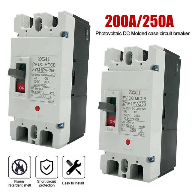 DC ISOLATOR MCCB 2-Pole 1000V for Solar Panel Battery System $102.14 ...